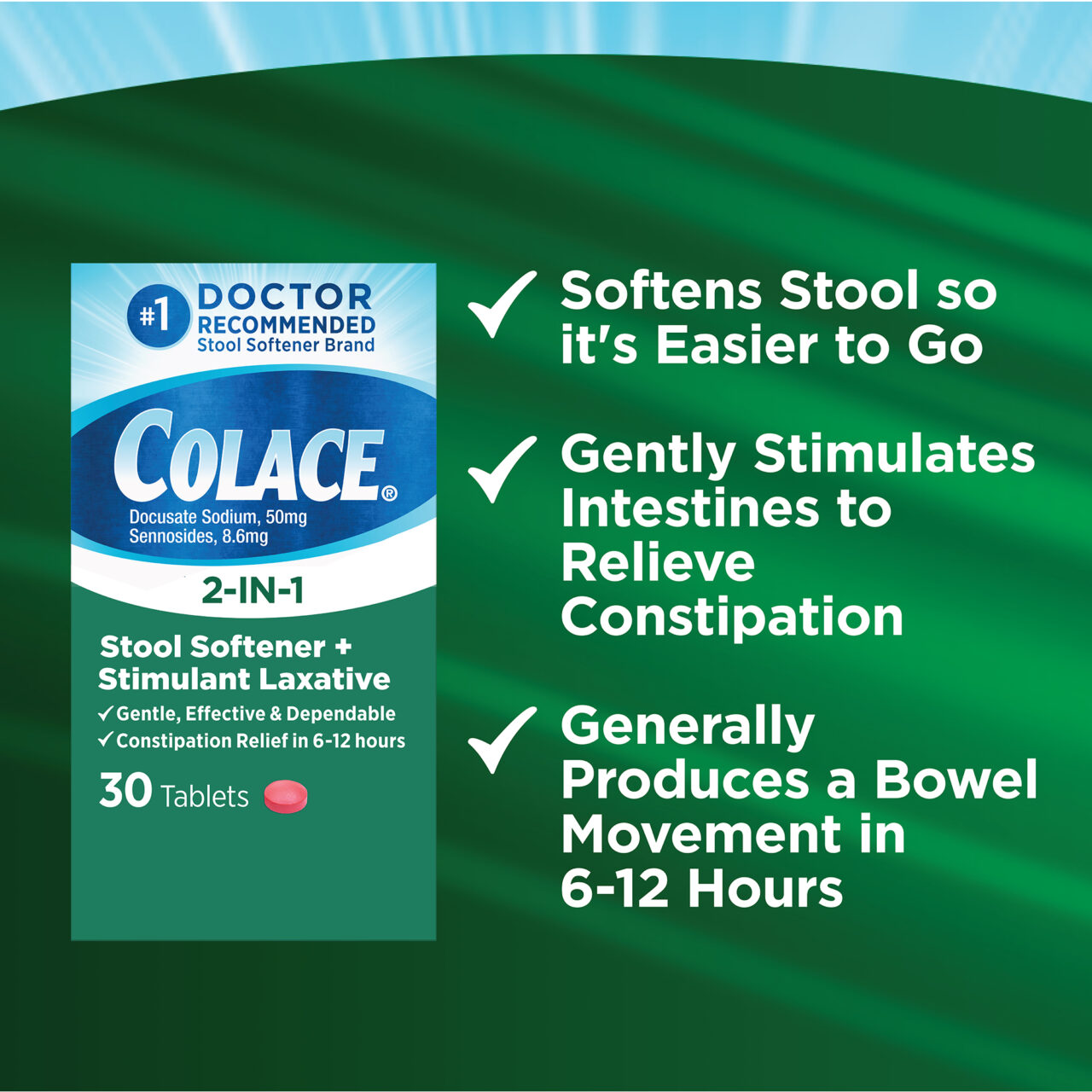 Colace® 2-IN-1 Tablets | Colace® (docusate sodium)